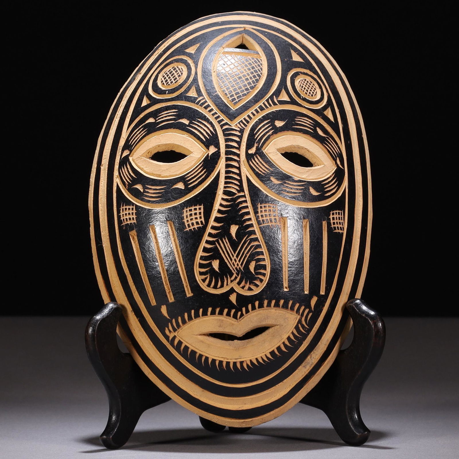 African Carved Calabash Plant Mask