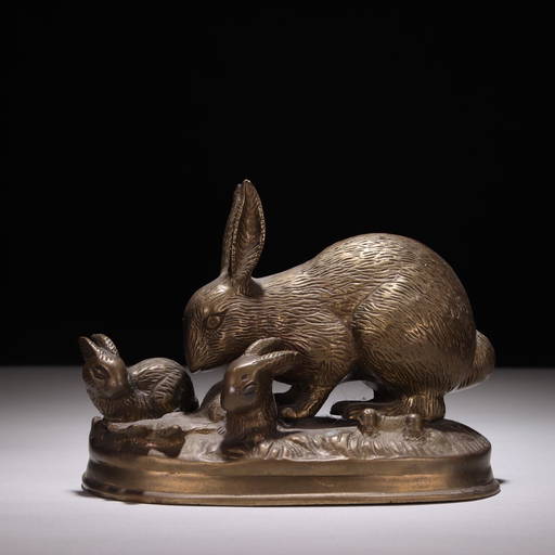 Bronze Rabbits Sculpture