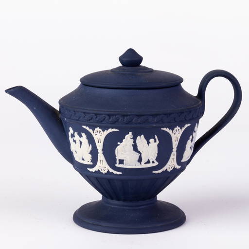 Certified "icarus Teapot" Wedgwood Portland Blue Jasperware