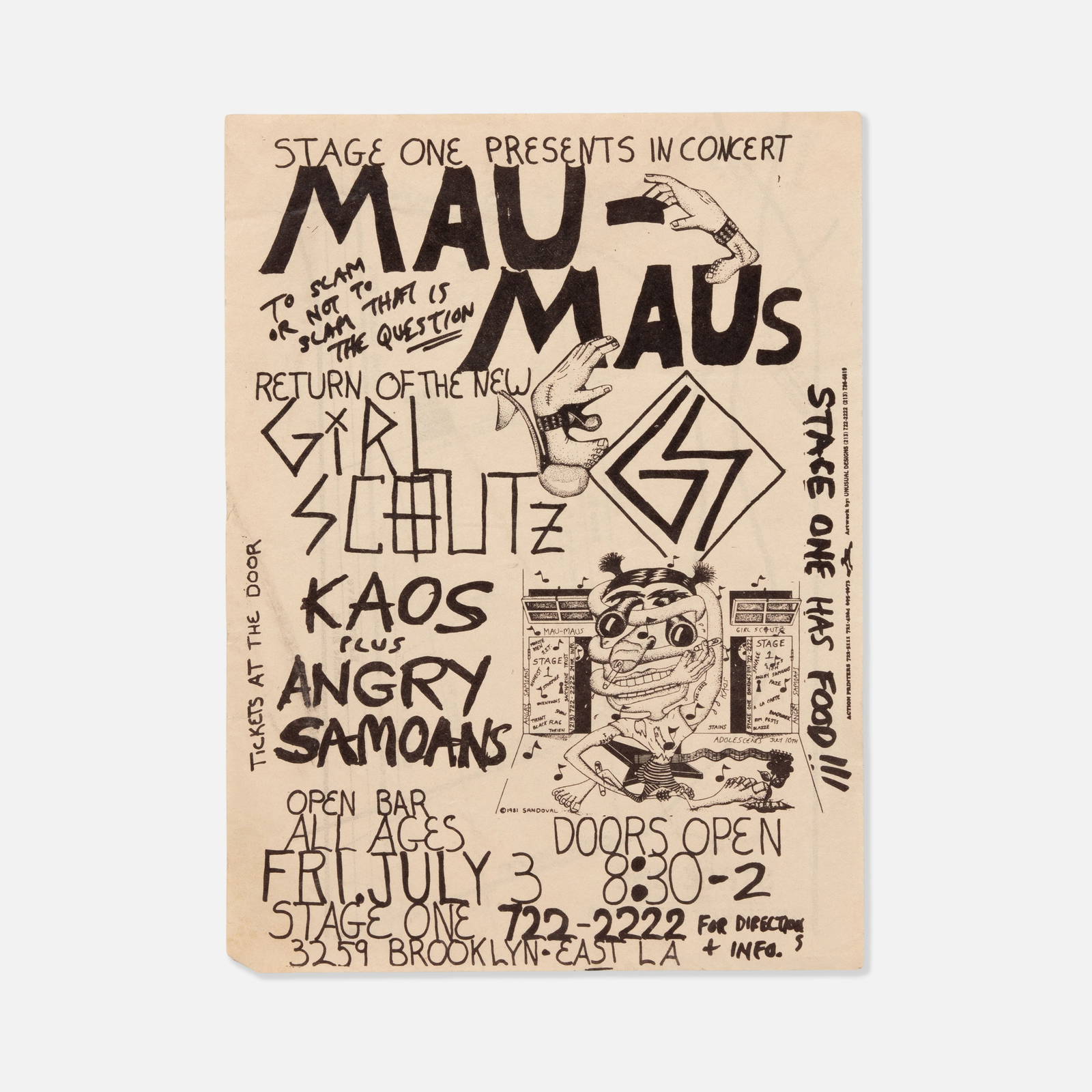 Stage One, Mau Maus, Flyer Auction