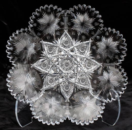 Extremely Rare Hawkes 999 Plate American Brilliant Cut Glass 13" Platter