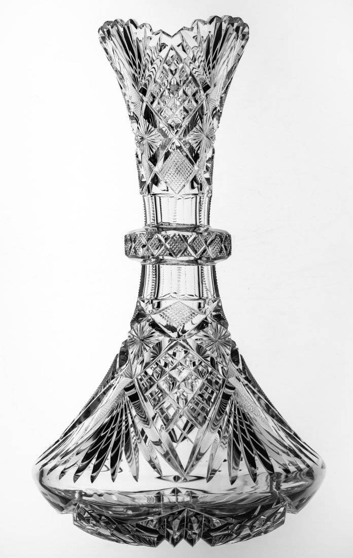 Early Libbey Harvard American Brilliant Period Cut Glass Pinched Vase ...