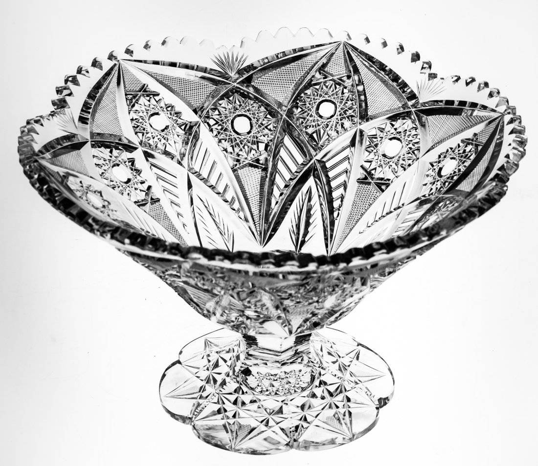 Rare Large Libbey Wicker American Brilliant Period Cut Glass Tazza ...