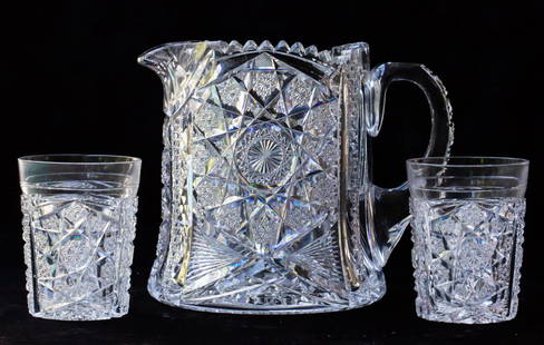 Victorian Glass Pitchers, Lot Of Two Auction