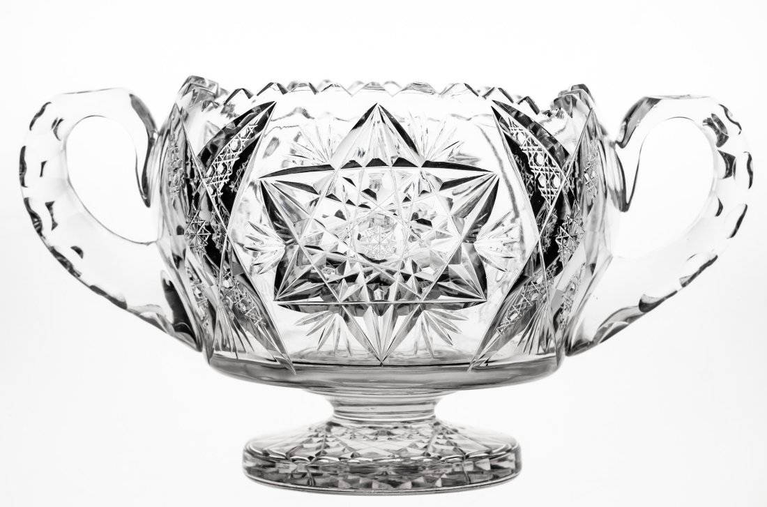 Nice Footed Handled American Brilliant Period Cut Glass Ice Bucket Auction