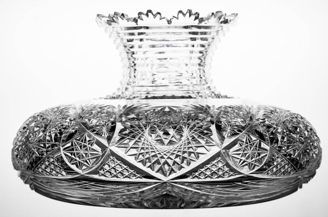 Stellar Tiffany Pattern American Brilliant Cut Glass Flower Center Vase ...