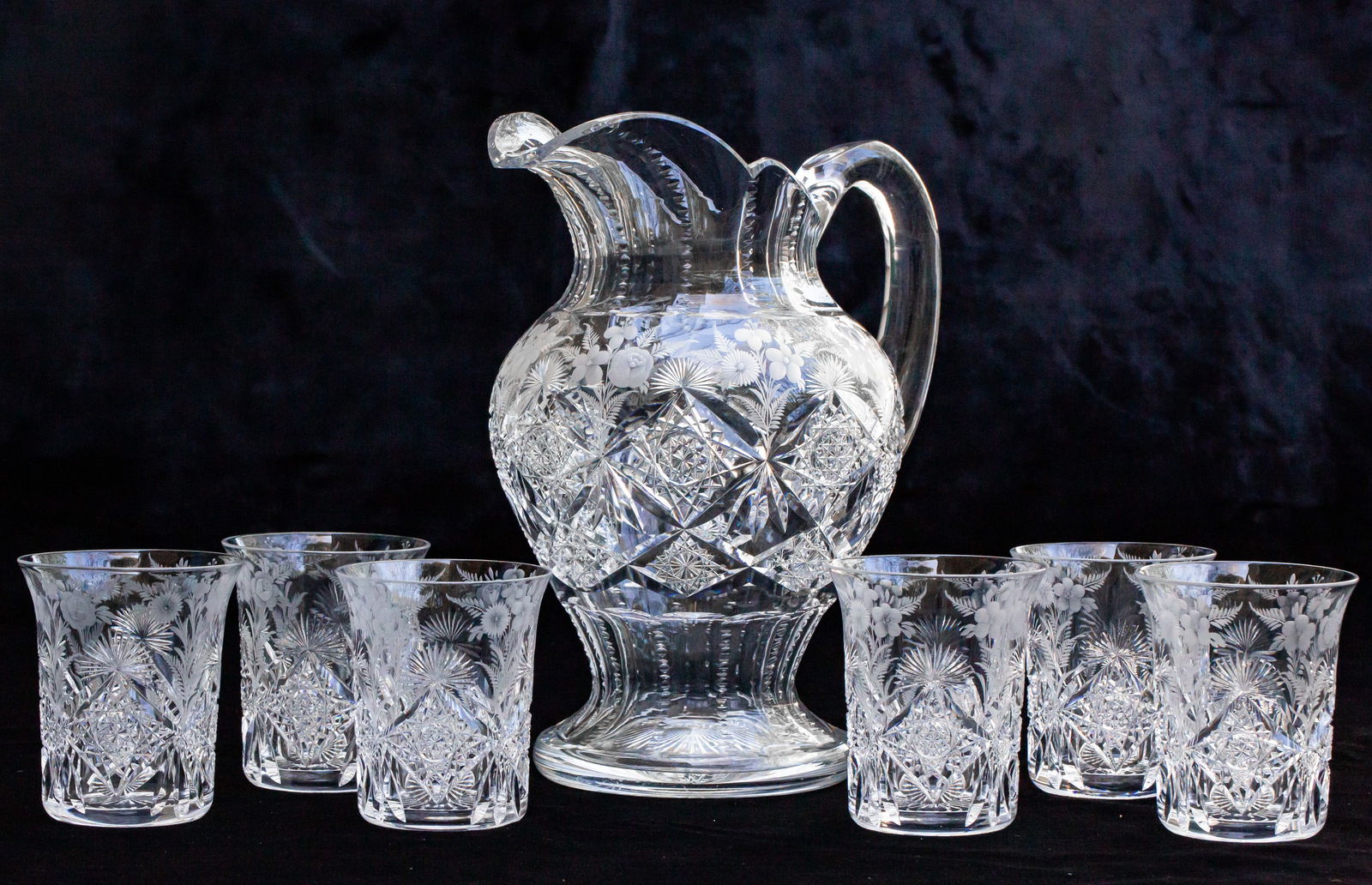 Incredible Sinclaire Corset-shaped American Brilliant Cut Glass Water ...