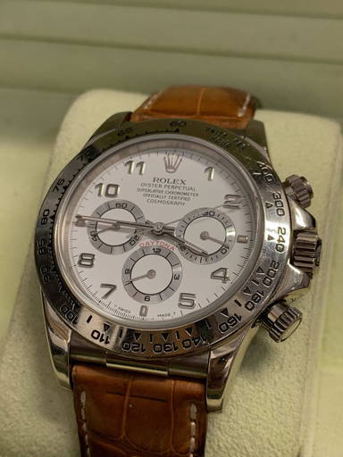 ROLEX Daytona Cosmograph 18K White Gold Watch - $80K APR Value w ...