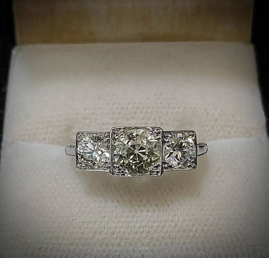 1920's Design Filigree Platinum 3-stone Diamond Engagement Ring - $25K ...