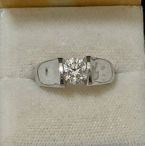 Amazing Unique Platinum Tension Setting Diamond Ring - $30K Appraisal ...