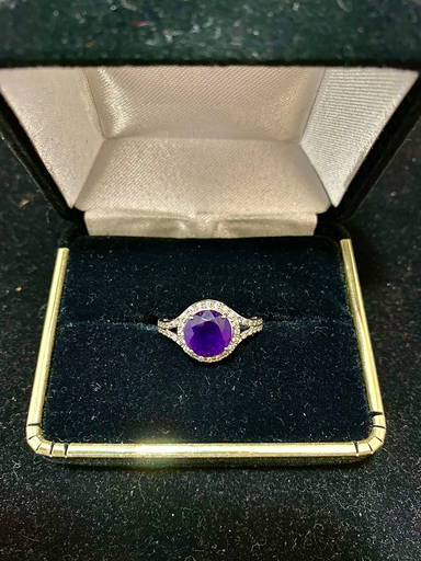 Unique Designer's Swg Amethyst With Diamonds Ring $4k Appraisal Value W ...