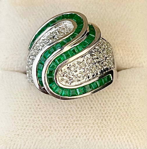 Designer's Unique Swg With Emeralds & Diamonds Ring $8k Appraisal Value ...