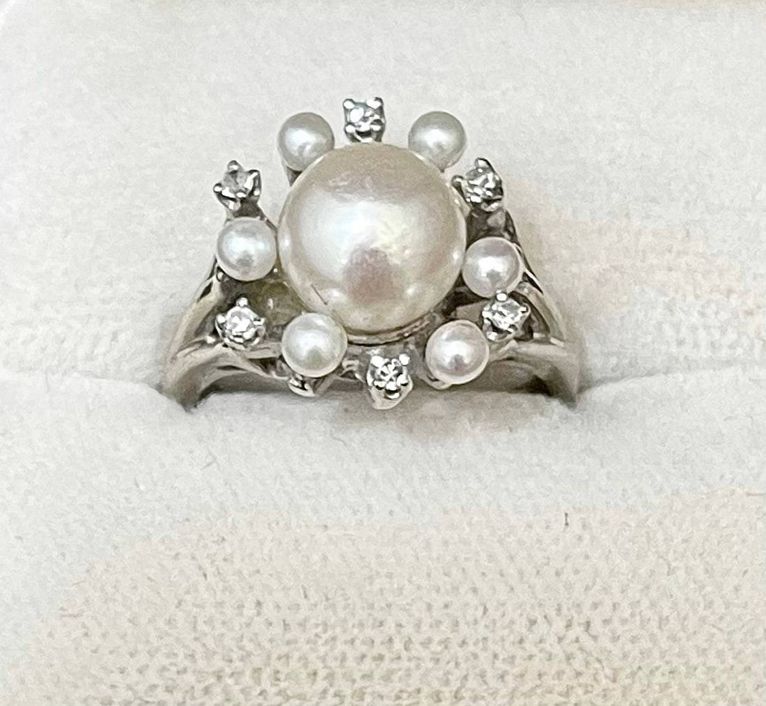 1940s Design Unique Swg With Pearls & Diamonds Ring $6k Appraisal Value ...