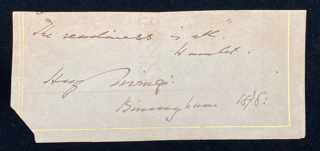 Original 1878 Sir Henry Irving Autograph $6k Apr Value W/ Coa!