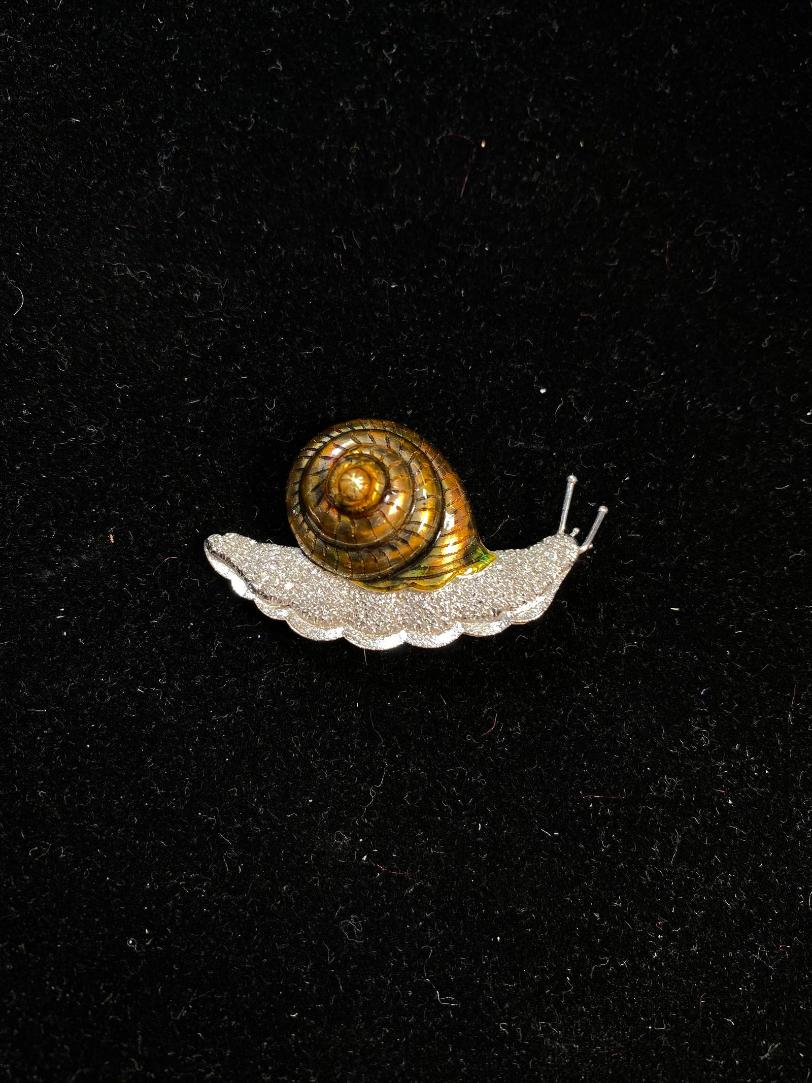 Amazing Vintage 1940's Diamond & Enamel Snail Broach W/ 112 Diamonds ...