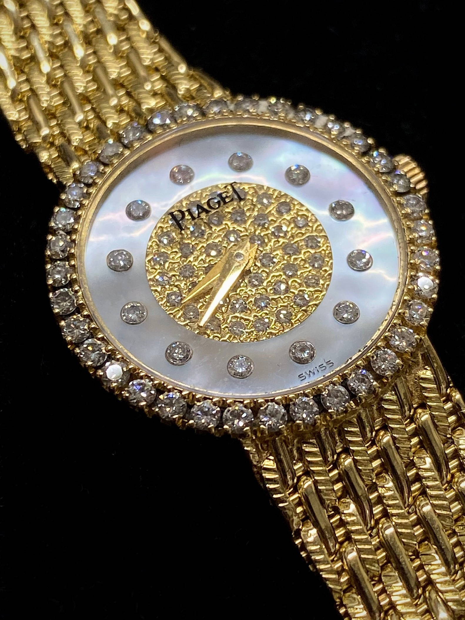 Piaget Extremely Rare Dancer 18k Yellow Gold Watch W/ Pearl Dial & Aprx ...