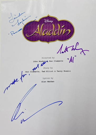 Autograph Signed Aladdin Script Cover