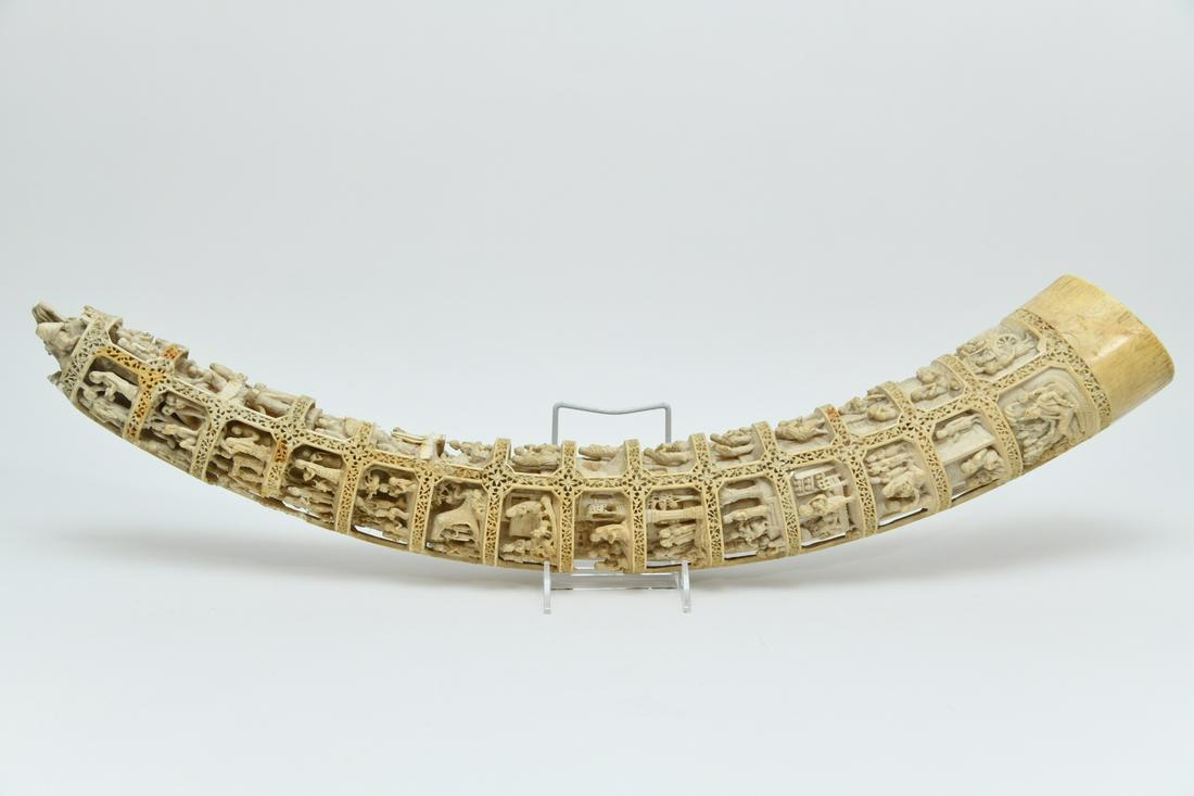 Finely Carved Bone Tusk