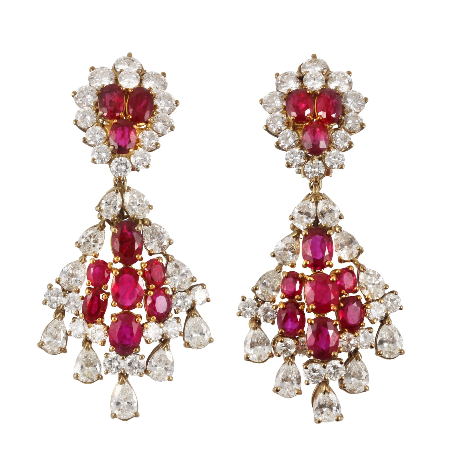 18kt Gold, Myanmar Rubies, And Diamonds Earrings Auction