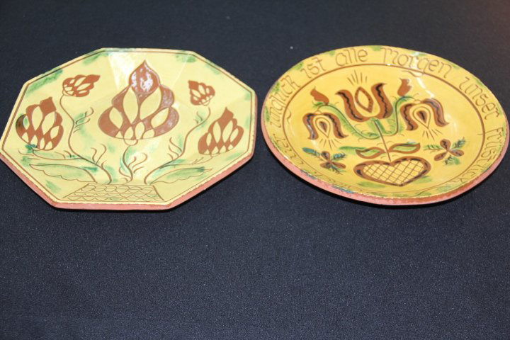 Two Redware Pottery Plates
