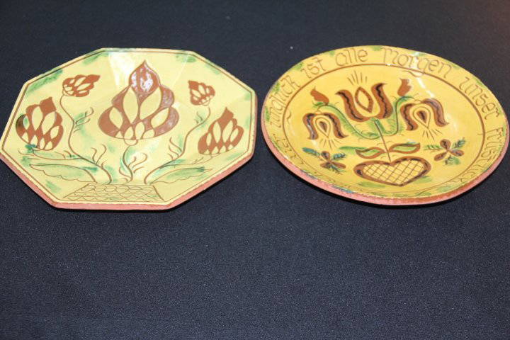 Two Redware Pottery Plates