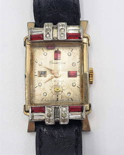 Vintage Crawford Art Deco Ruby Men's Watch
