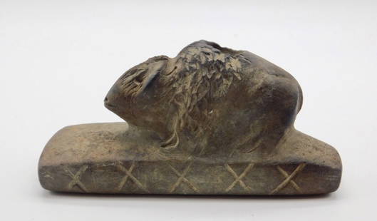 Antique Native American Steatite Stone Snake Effigy Pipe