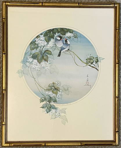 JOHN CHENG BIRDS ON BLUE BLOSSOM TREE ORIGINAL SIGNED (#0172) on Jan 23 ...