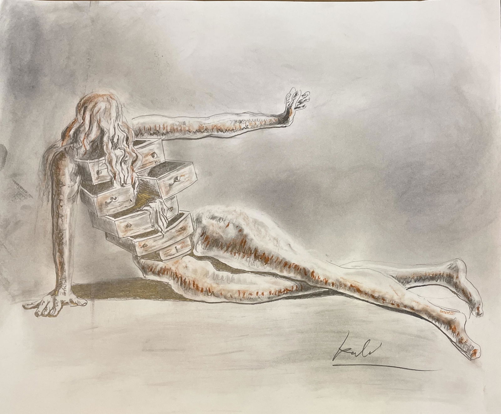 City Of Drawers By Salvador Dali Pencil Drawing