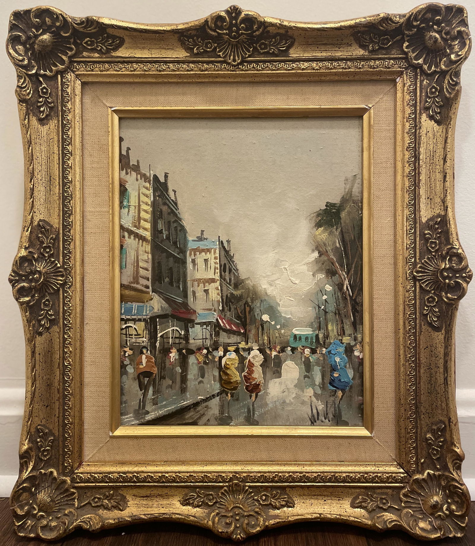 Antonio Devity Paris Market Street Scene Original Oil On Canvas Auction