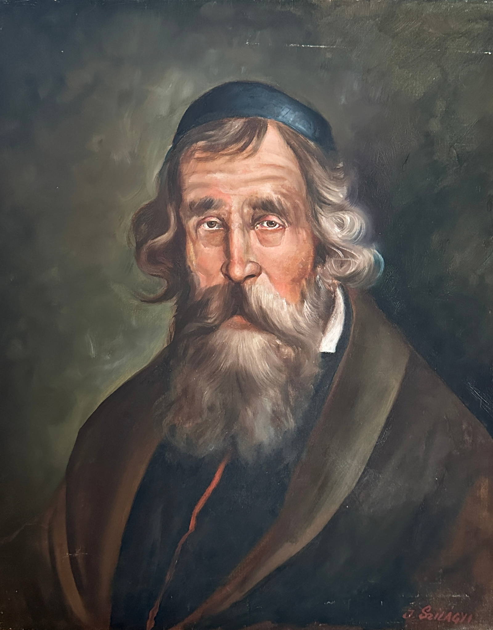 Jolan Szilagyi Rabbi Oil On Canvas Auction