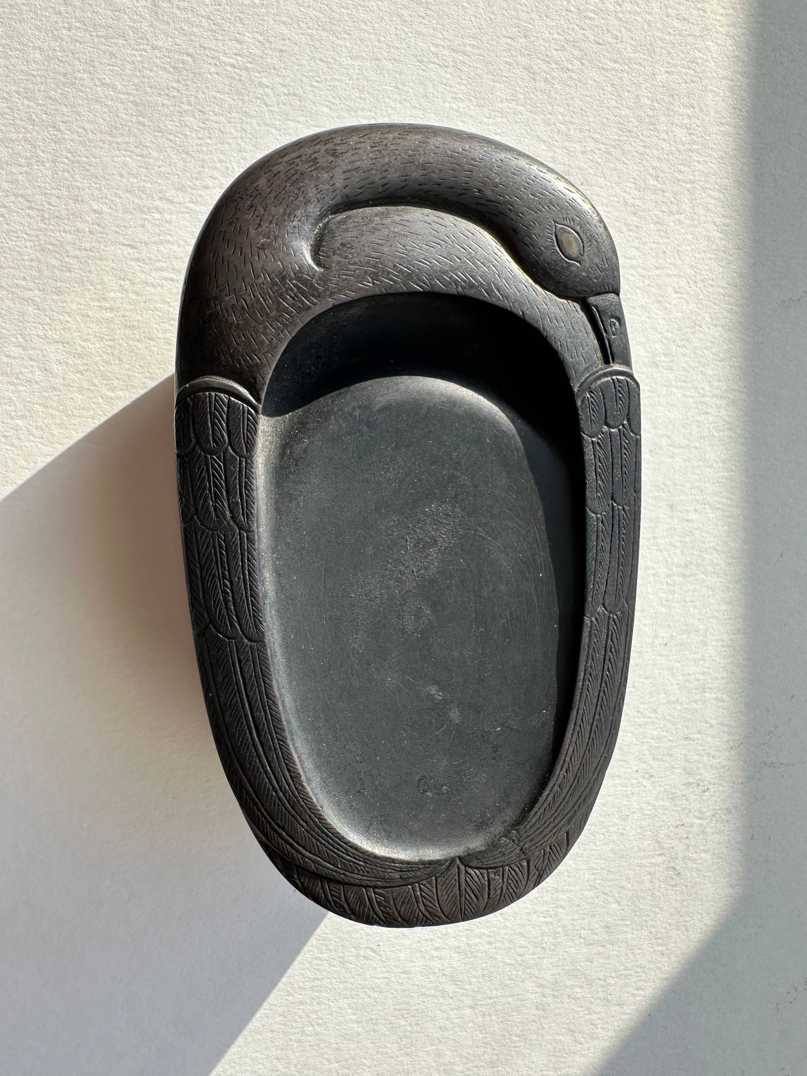 Qing Dynasty Long Shi Marked Inscribed Duan Goose-shaped Inkstone Auction