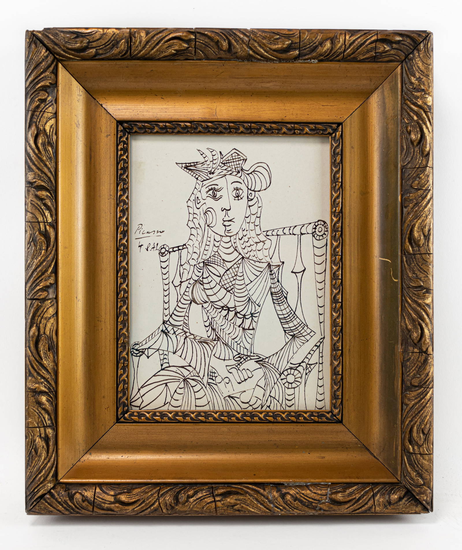 Pablo Picasso Spanish Ink Drawing (style Of) Auction