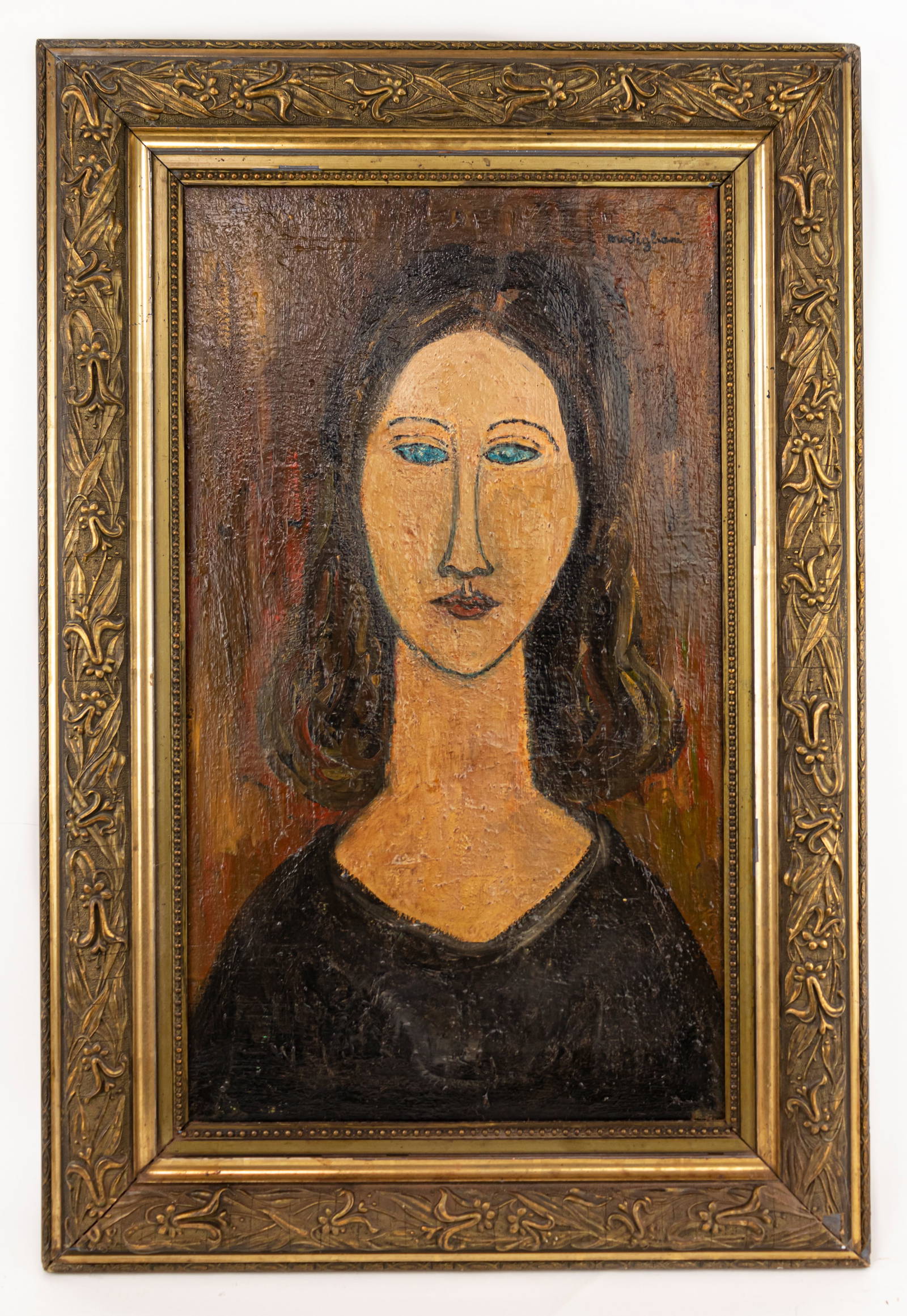 Amedeo Modigliani Expressionist Oil Painting (in Style Of) Auction