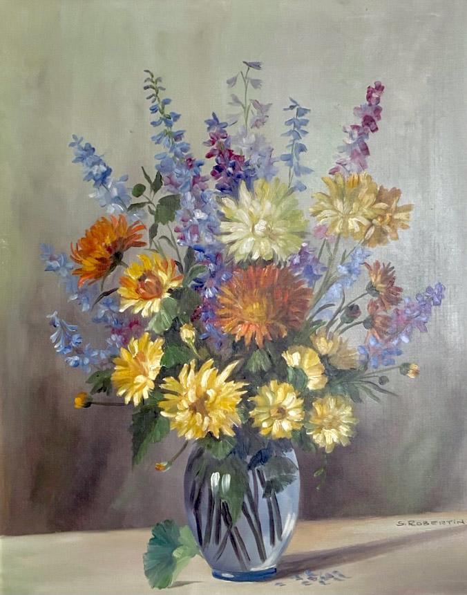 Antique Sibylle Robertin Oil Painting On Canvas