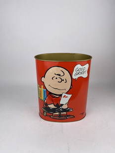 Vintage Cheinco Peanuts Snoopy Waste Can