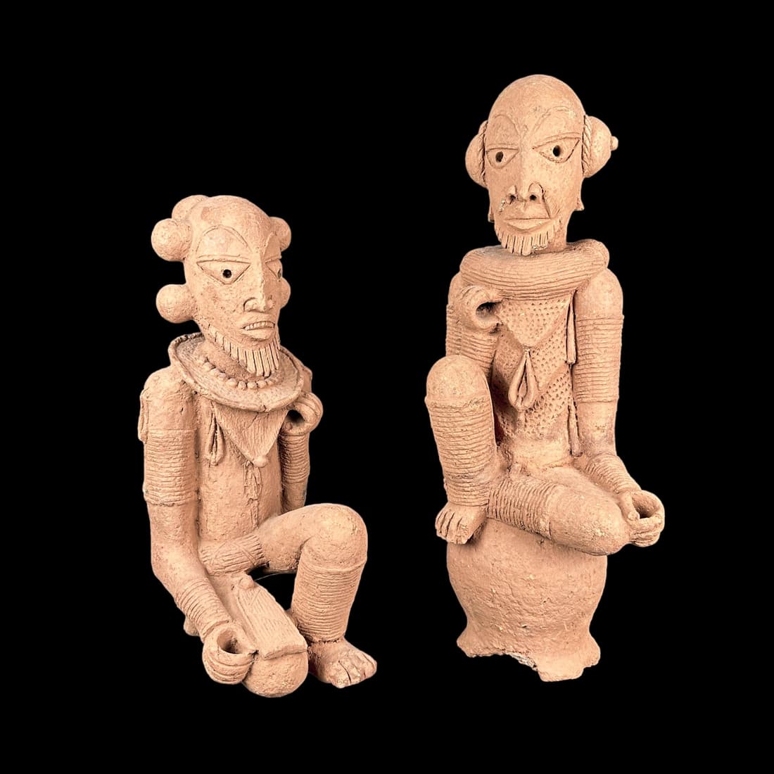 Nok Terracotta Figures; Two On One Knee Auction