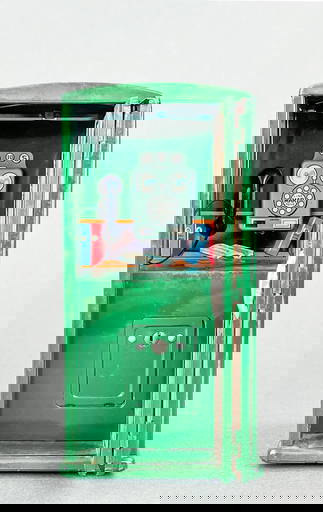 Mid Century Line Mar Telephone Booth Coin Bank With Key