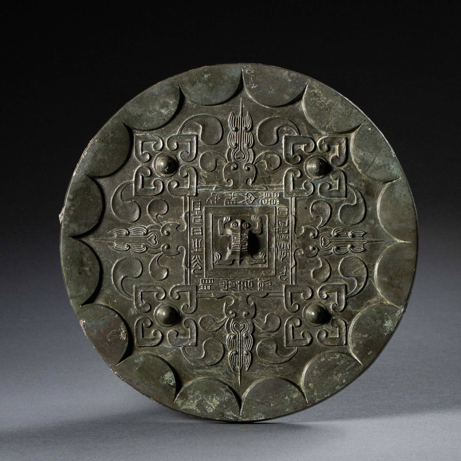 Bronze Mirror With Inscriptions, Han Dynasty, China Auction