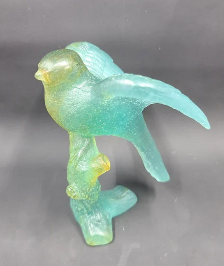 Daum Pate De Verre Blue Bird Onsigned A Branch Glass Figurine Sep 11 2022 Sj Auctioneers In Ny