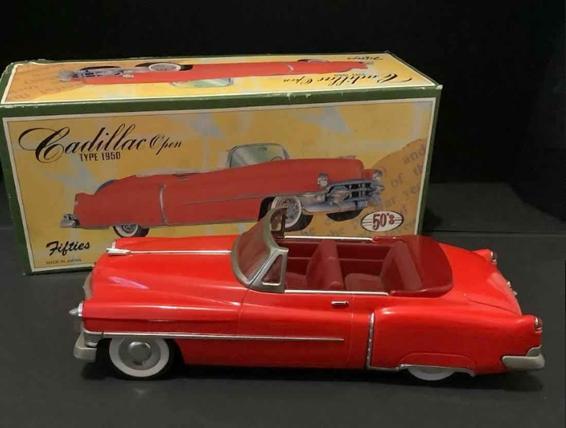 ICHIKO FIFTIES Japanese Tin Friction RED 1950 CADILLAC + BOX (#12381 ...