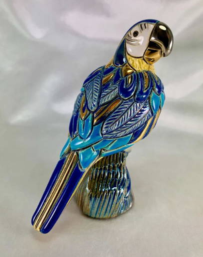 Artesania Rinconada Silver Anniversary Collection Blue Parrot Figurine ...