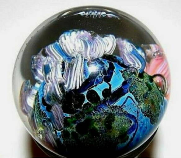 Josh Simpson Signed Art Glass Planet Marble