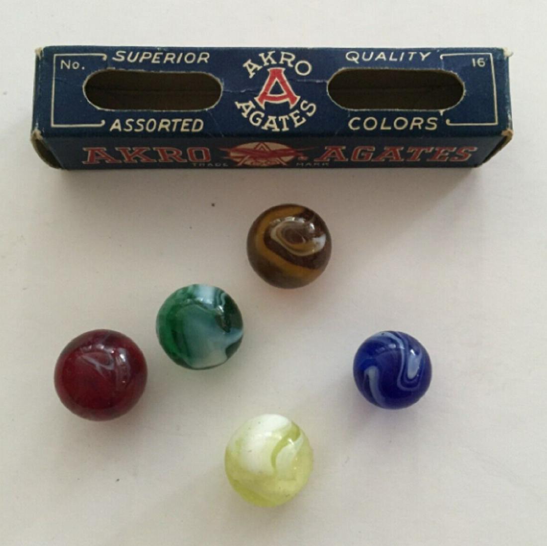 Akro Agate Marbles In Original Box No 16 Auction