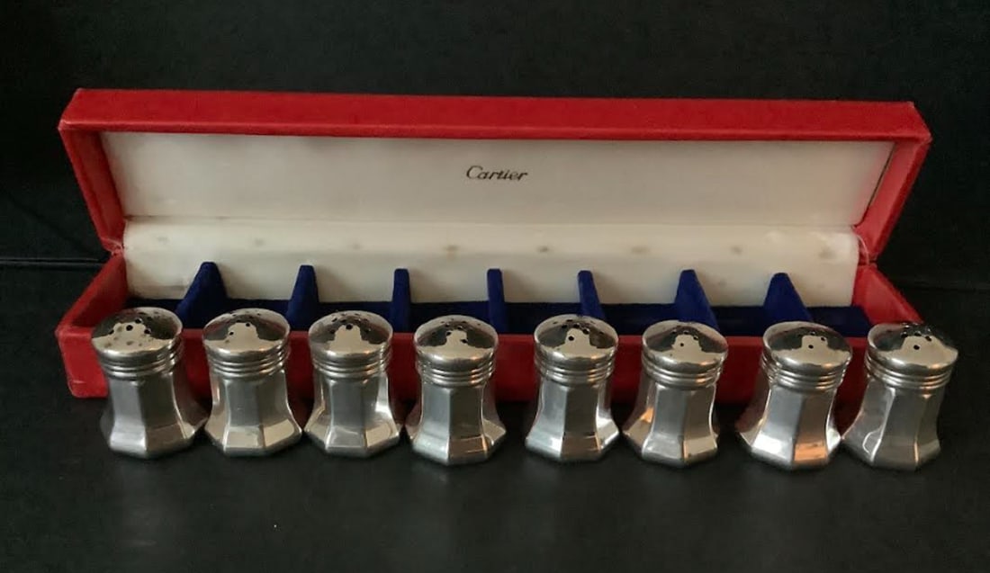Cartier Sterling Salt And Pepper Stamped Cartier Sterling (8)with Orig ...
