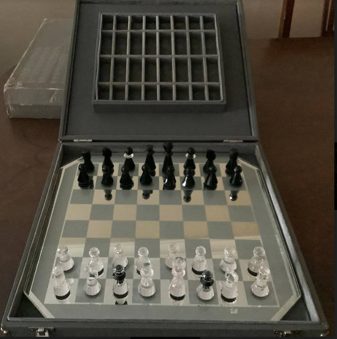 Swarovski Signed Chess Set Game With Original Box Auction