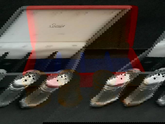 Cartier Sterling Salt And Pepper(4) With Orig Box