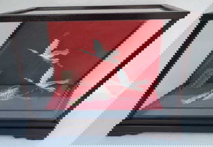 Sterling Silver Tsuru Or Red Crested Japanese Crane By Silversmith Takehiko