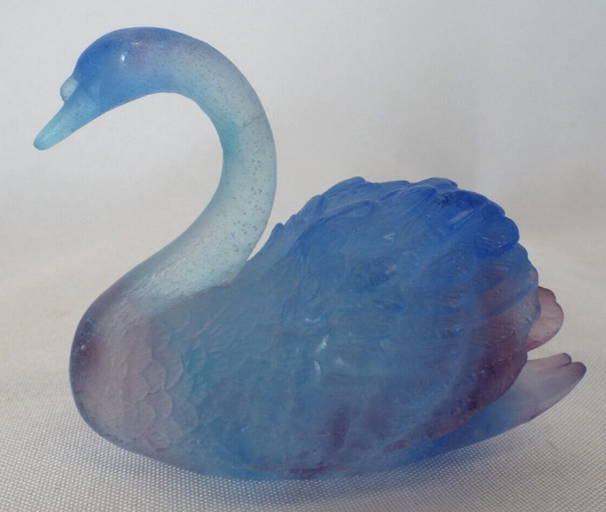 Daum Pate De Verre Signed Swan Made In France