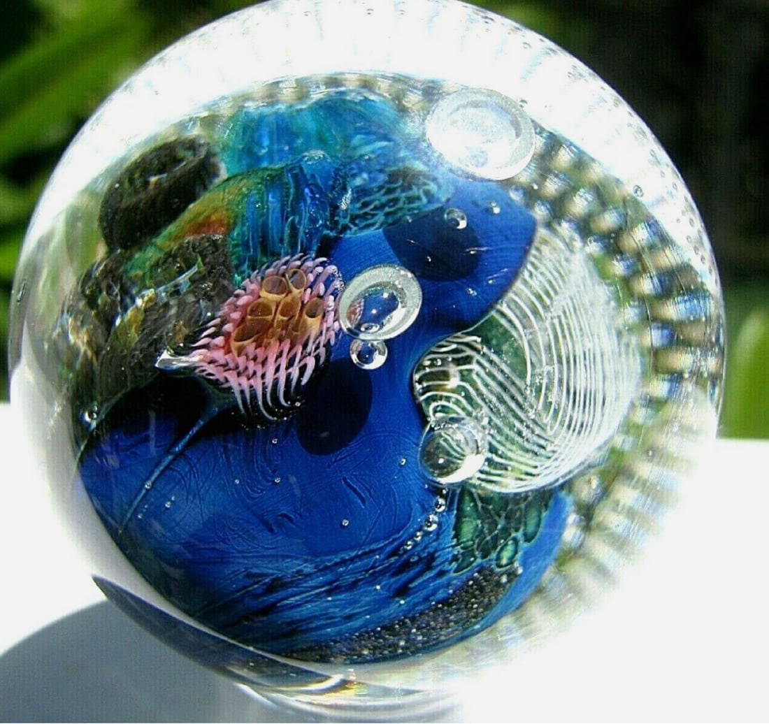 Josh Simpson Signed Planet Art Glass Marble Auction